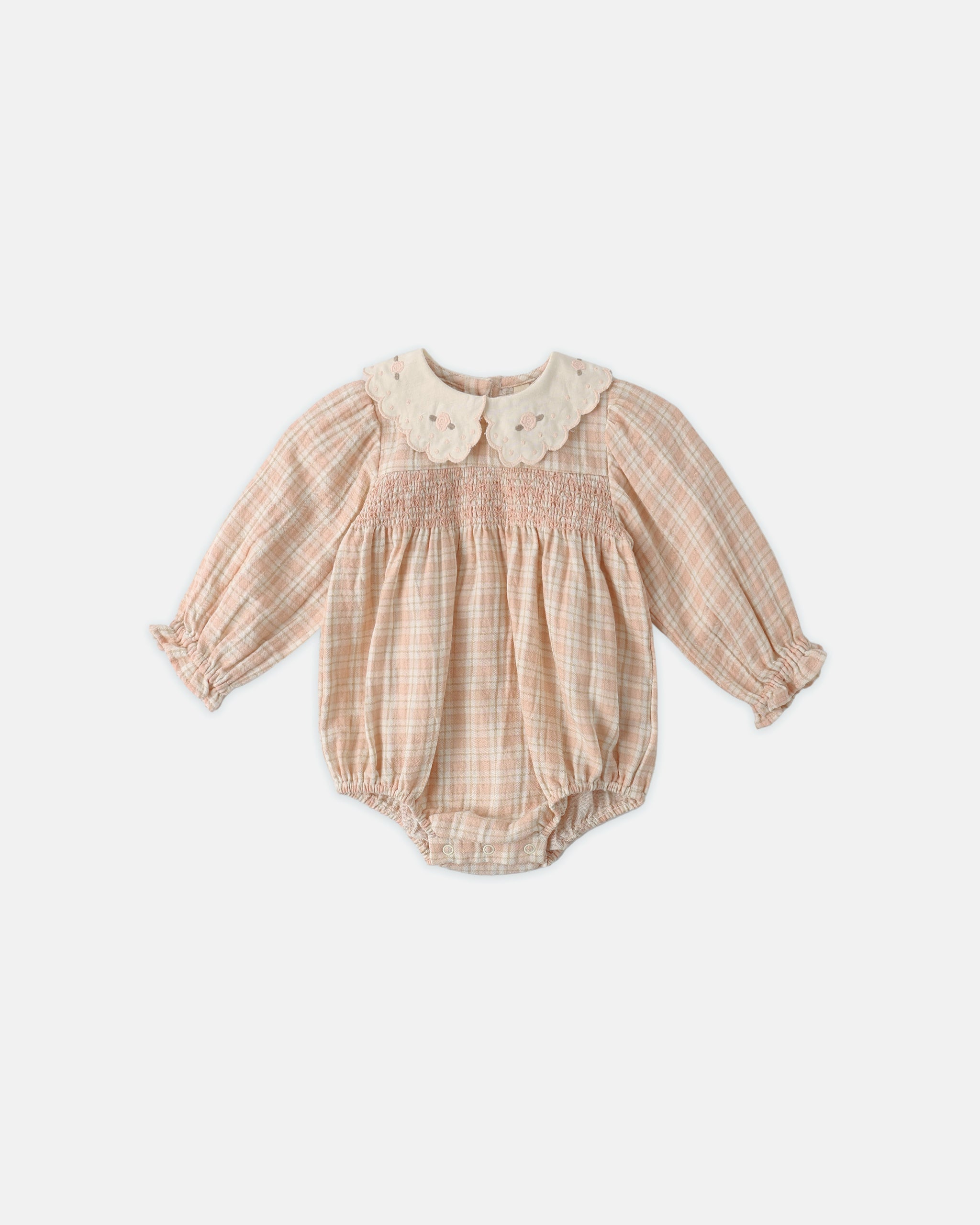 Callie Romper Pink Plaid – Quincy Mae