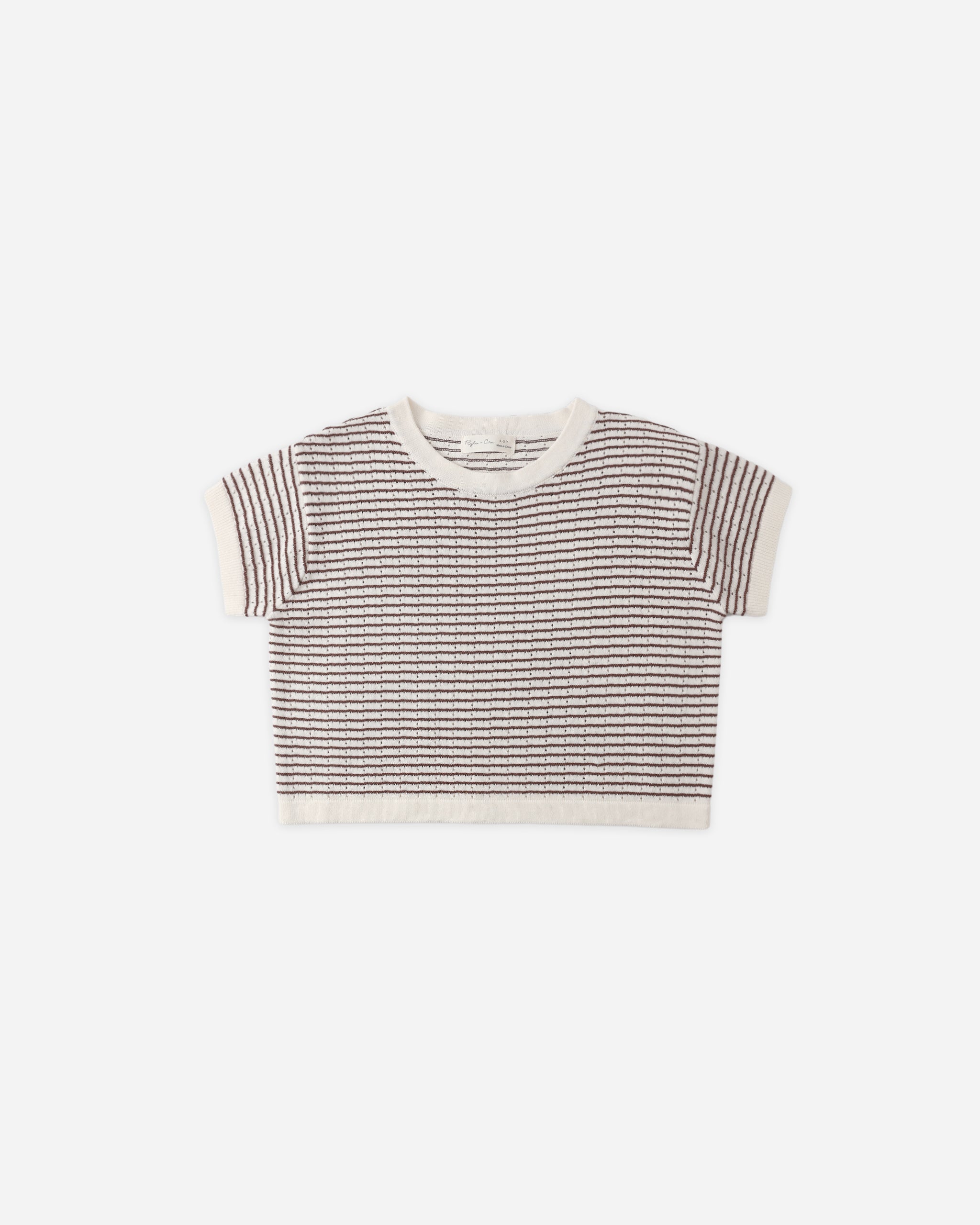 Boxy Crop Knit Tee Chocolate Stripe – Rylee + Cru